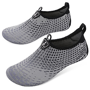 L-RUN Barefoot Water Shoes Men&Women Slip on Kayak Accessories Quick Dry Grey XXL(W:12-13,M:10-11)=EU43-44