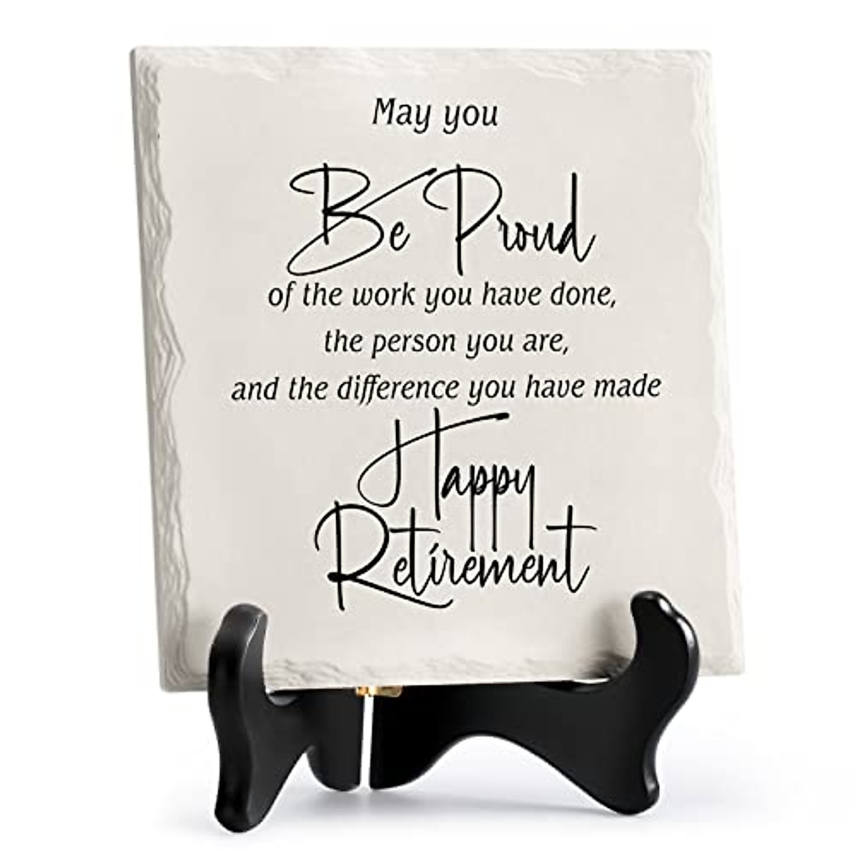 LukieJac Retirement Gifts for Women Men Retirement Party Decoration Best Ceramic Retirement Plaque 6"*6" Happy Retirement Table Decorations Sign for Teacher Nurses Coworker