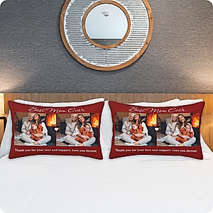 Custom Pillows with Picture Customized Pillow Covers Personalized Add Your Own Design Text Throw Pillow Covers Sofa Car Bedroom Decor Gifts for Men Women Friend Couple (Two-Panel Photo)