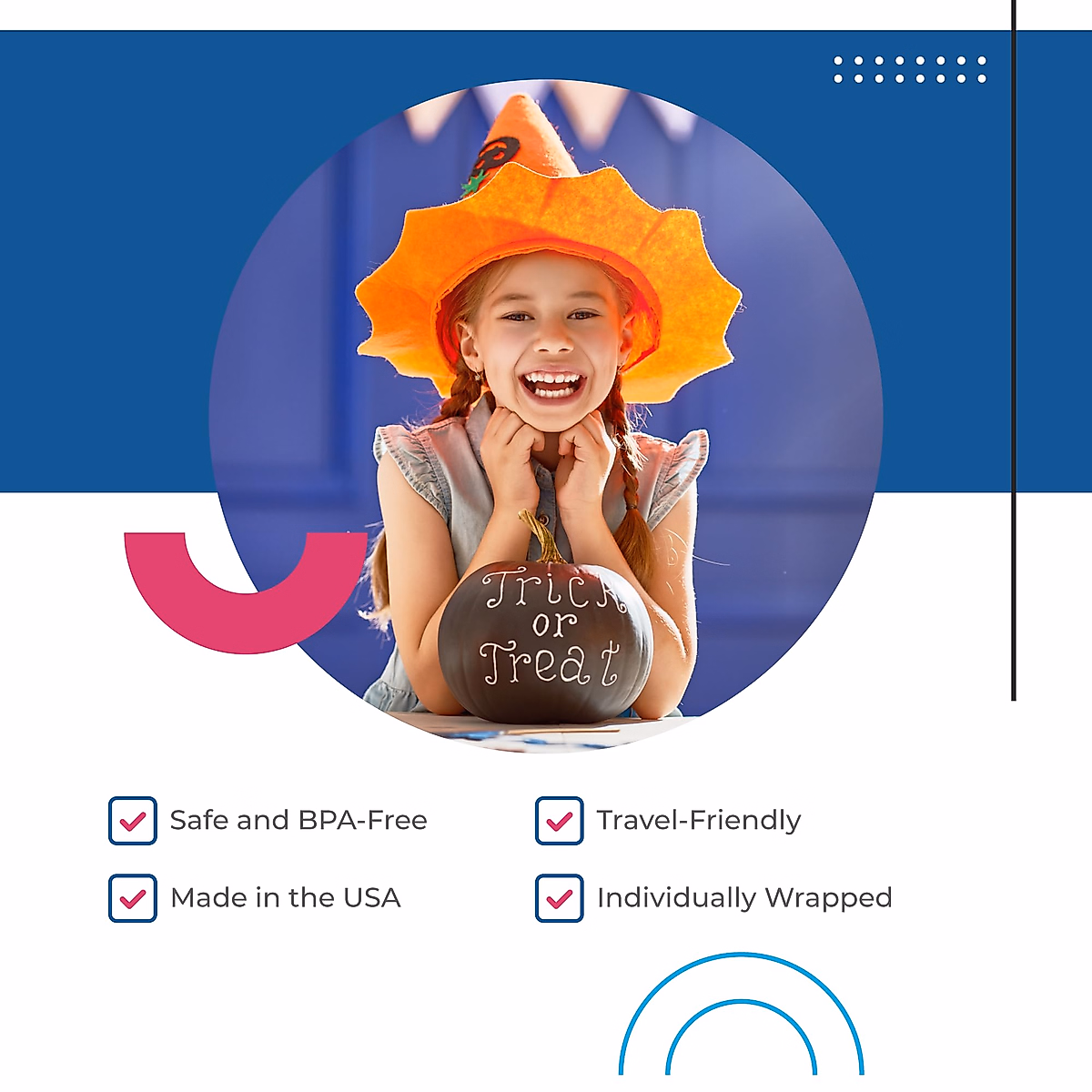 Bulk Halloween Kids Toothbrushes (Quantity:72). Individually Wrapped. Made in USA. Orange & Black. Great for Trick-or-Treat or giveaways.