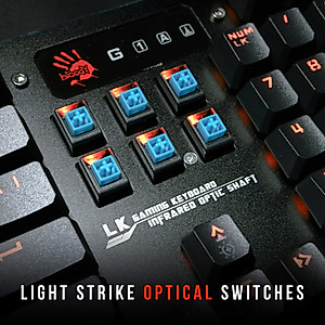 BLOODY B840 Light Strike LK Optical Gaming Keyboard – Orange LED Backlit – LK Blue Tactile Switch - Black