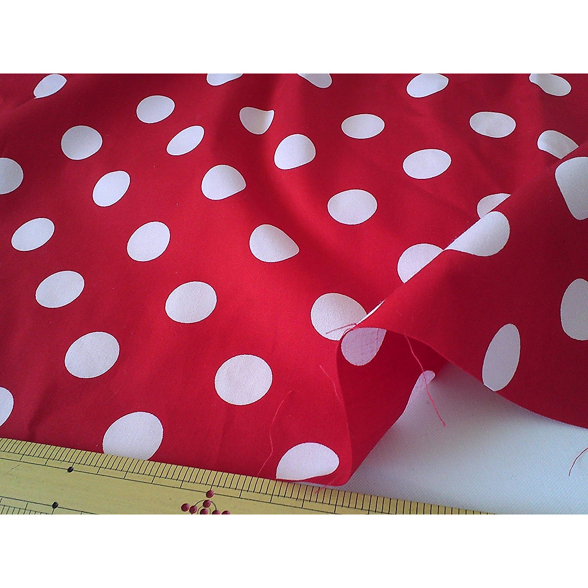 布人倶楽部（Fujin Club） Broad Polka-dot Print 日本製(Made in Japan) 42.5 inches (108 cm) Width (red, 59.1Inches)