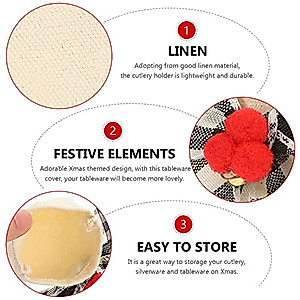 Cabilock 8 pcs Forks Supplies Fork White Cutter Knife Dinner for Bags Spoon Linen Silverware with and Decorations Burlap Winter Holders:xmas Party Pouches Festive Flatware Xmas Bag Holder