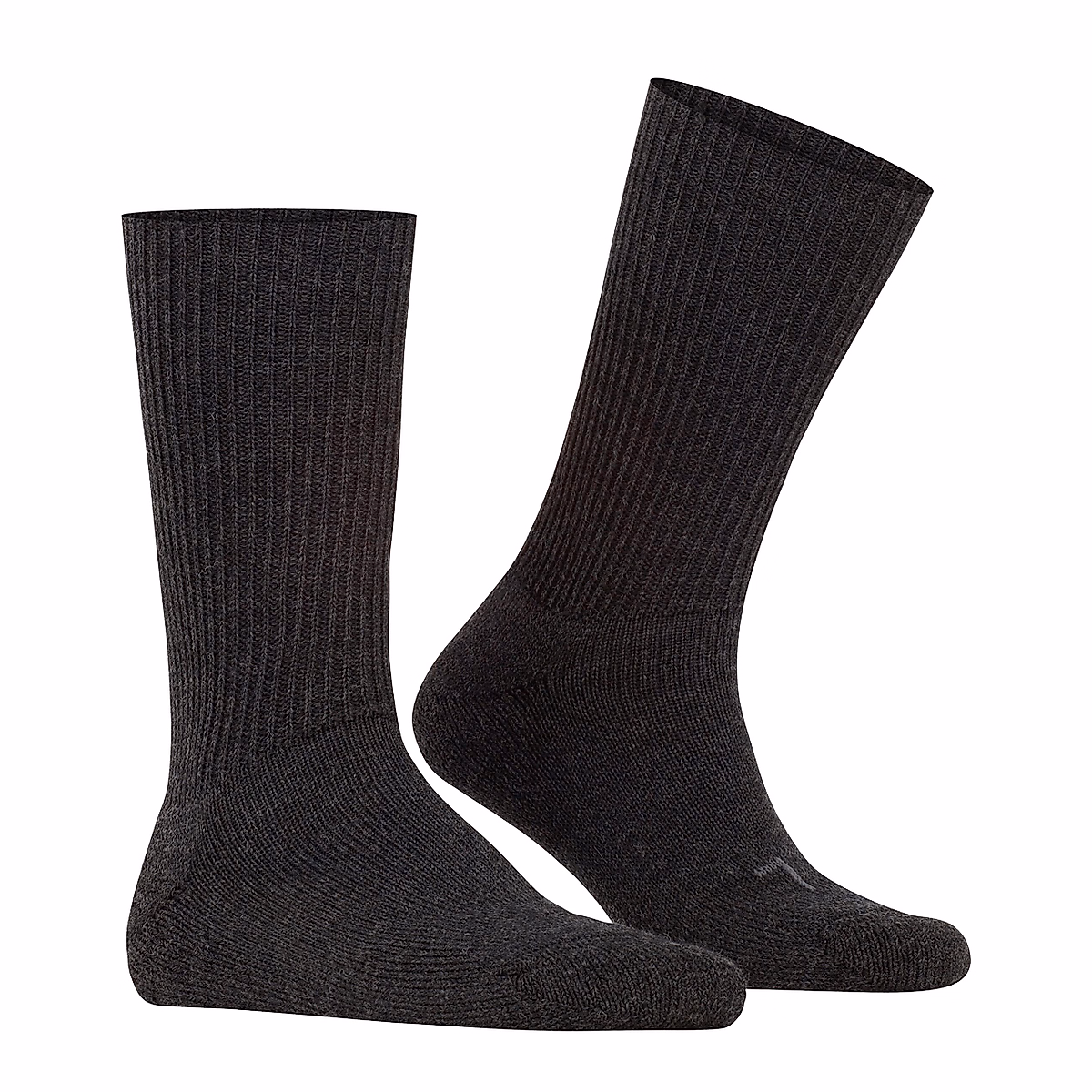 FALKE Unisex Walkie Ergo Socks, Crew Length, Thick Sole, Hiking Sock, Breathable, Moisture-Wicking, Merino Wool, Grey (Anthracite Melange 3080), 9-10, 1 Pair