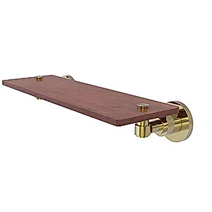 Allied Brass WS-1-16-IRW Washington Square Collection 16 Inch Solid IPE Ironwood Wood Shelf, Unlacquered Brass