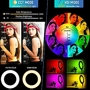 Weeylite 18 inch RGB Ring Light Kit, App Control 360° Full Color LED Selfie Ring Light with Stand and Phone Holder/Remote, Dimmable Bi-Color 2500K–8500K CRI 95+ Ring Lights for TikTok YouTube Makeup