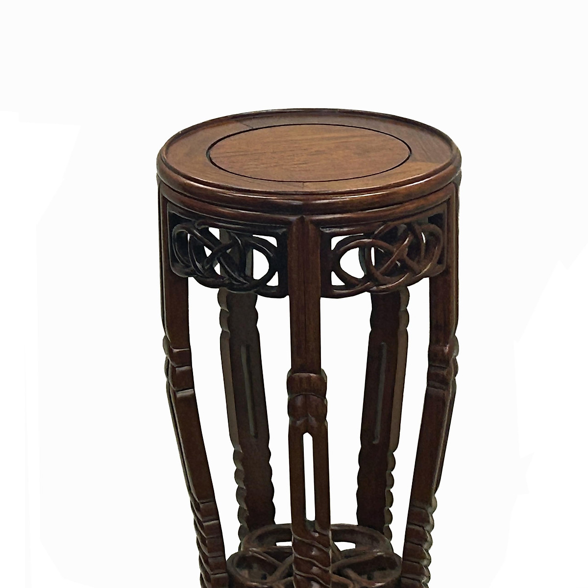 Chinese Oriental Round Brown Ru Yi 5 Legs Plant Stand Pedestal Table Acs7710