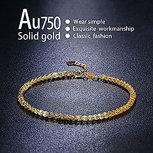 JEWEAST Solid 18k Gold Bracelets for Women Real Gold, Yellow Gold bangle for Lover Mother Wife Girl,Rose Gold Gift With Certificate Fine Jewelry for Anniversary Birthday Wedding Party（6-7 Inch）
