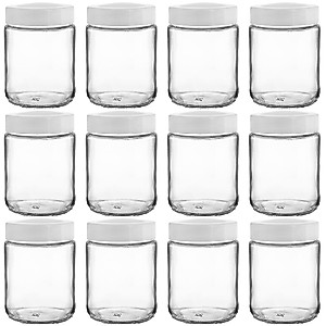 Suwimut 12 Pack Glass Mason Jars, 8 oz Regular Mouth Small Glass Canning Jars with Airtight Lid, Glass Storage Containers for Jelly, Jam, Honey, Beans, Spice, Yogurt, Food Storage