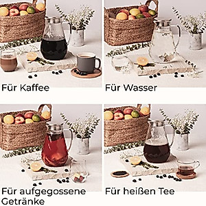 Pykal Diamond Glass Pitcher with Lid - 72 Oz - Heat Resistant Water or Juice Pitchers with Lids - Beverage Carafe for Lemonade, Iced Tea or Sangria - w/Free Brush