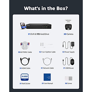 ANNKE 5MP Lite Wired Security Camera System with AI Human/Vehicle Detection, H.265+ 8CH Surveillance DVR with 1TB Hard Drive and 8 x 1080p HD Outdoor CCTV Camera, 100 ft Night Vision, Remote Access