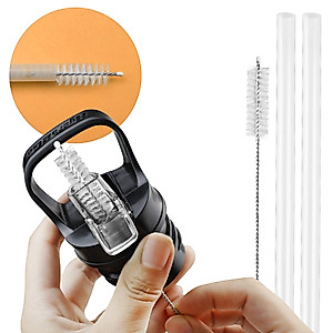 5 Pack Reusable Straws for Hydro Flask Standard/Wide Lid, 9.5 in Plastic Straws Reusable for Cold/Hot Drinks, Food Grade Straws Replacement for Hydro Flask with Brushes, White