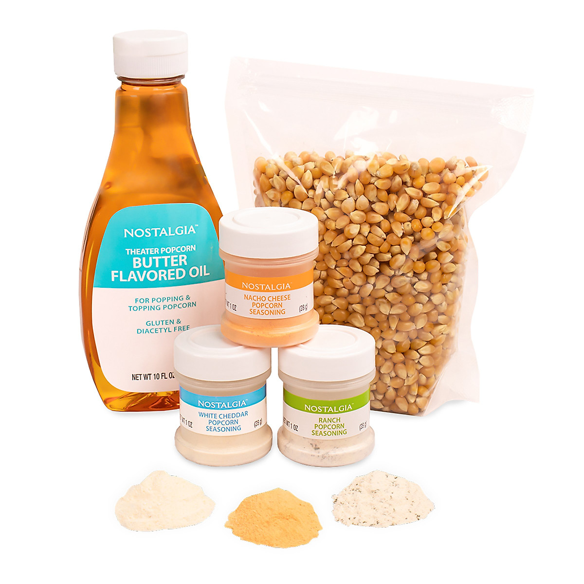 Nostalgia KPK400 Hot Air & Kettle Kit, 3 Seasonings, Oil, Popcorn Kernels, 1 Count (Pack of 1)