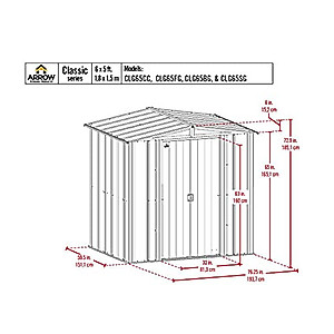 Arrow Shed Classic 6' x 5' Outdoor Padlockable Steel Storage Shed Building