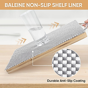 BALEINE Cabinet Liner, Drawer Liner, Shelf Liners for Kitchen Cabinets Non-Adhesive, Non-Slip Protect Desks, Cupboard, Drawers, Shelves, Tableware (12 in x 10 Ft, Gray)