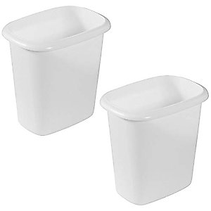 Rubbermaid 6 Quart 1.5 Gallon Traditionally Shaped Heavy Duty Lightweight Bedroom, Bathroom, and Office Wastebasket Trash Can (2 Pack)