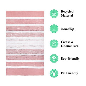 Lush Ambience Indoor Area Rug- Hand Woven, Environment Friendly, Machine Washable- Recycled Cotton Area Rugs 4x6 ft for Living Room, Dining Room, Kitchen, Bedroom, Porch - Avika Blush Pink