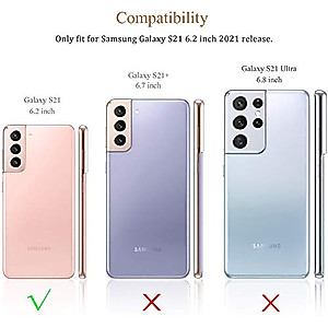 Tjkings for Samsung Galaxy S21 6.2 inch Case, [Screen Protector+Kickstand] Glitter Purple Butterfly Nebula Space Tire Design Hard PC+TPU Bumper Slim Anti-Scratch Shockproof for Samsung Galaxy S21