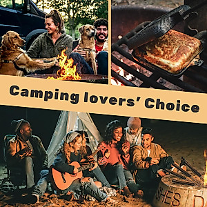 AILITOR Campfire Sandwich Maker Cast Iron Pack of 4 - Pudgy Pie Maker for Camping, Mountain Pie Cooker