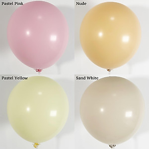 BlissBash 125PCS Pastel Pink, Light Yellow, Nude and Sand White Balloon Arch Garland Kit - Macaron Balloons for Baby Shower, Birthday, Bear Theme Party Decorations