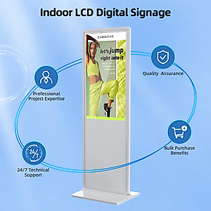 55 Inch 4K Touchscreen Digital Signage,Indoor Floor Standing Digital Kiosks & Interactive Displays,Commercial Advertising LCD Totem Android System Auto Media Player HDMI Input,Free Custom Logo,White