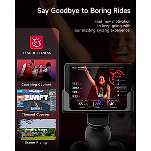 Yesoul S3 Black Exercise Bike For Home Smart White Cycling Bike Magnetic Resistance For Gym Electric Stationary Bike Bluetooth Heart Rate For Women Apartment Workout Bike For Fitness