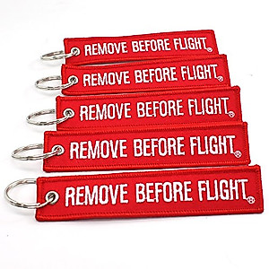 Rotary13B1 Remove Before Flight Key Chain - 5 Pack Red with White Letters