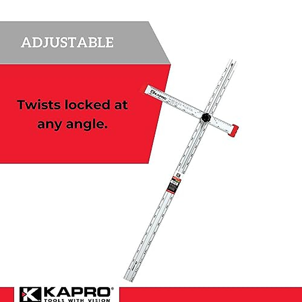 Kapro - 317 Adjustable Drywall T-Square Tool - Aluminum - for Layout and Marking - Features Sliding Head and Dual Directional Printed Scale - 48 Inch