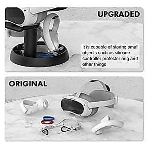 AMVR Stand Holder for Oculus Quest 2/HTC/PSVR2/Pico 4 - Universal VR Headset Display Dock with 2 Touch Controllers Hanger Station, Stable Bracket Storage Round Base, Mount Install Easy
