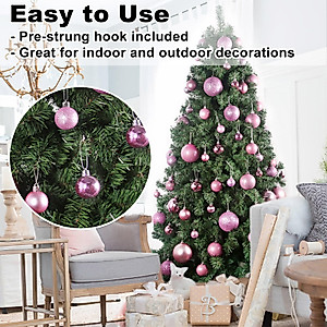 Bubblegun Pink 1.6" Small Christmas Balls Christmas Tree Decoration Ornaments Shatterproof Hanging Balls for Birthday Valentines Day Easter Holiday Wedding Decorations Set of 36pcs