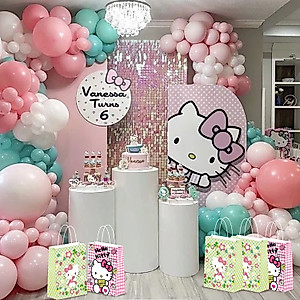 NISHAT 16Pcs Hello Cute Kittyy Party Favor Bags Kawaii Kitty Birthday Party Supplies Treat Gift Bags with Handles for Cartoon Cute Kitty Cat Theme Birthday Baby Shower Party Decorations, 2 Styles