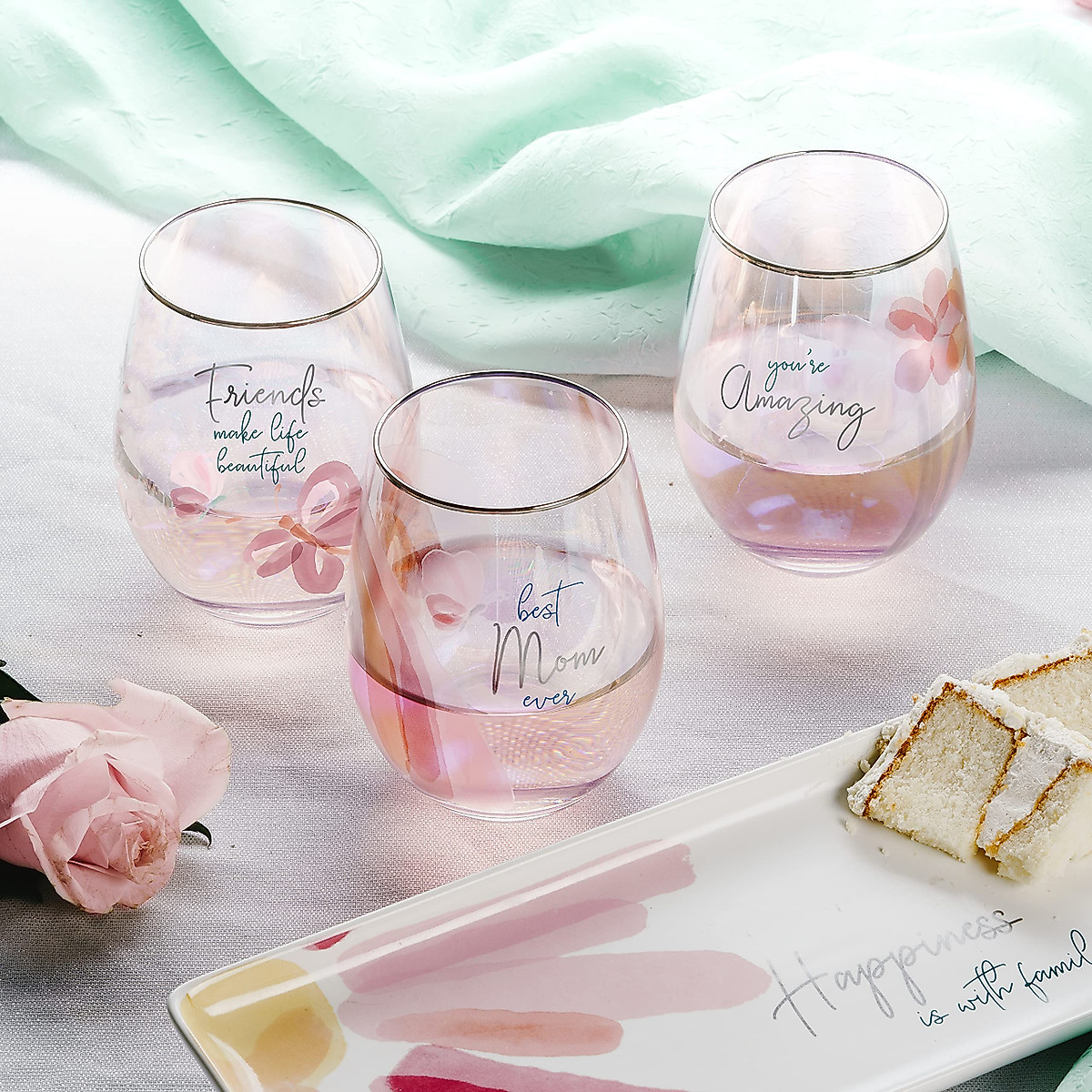 Pavilion - 18 oz Iridescent Stemless Wine Glass - Best Mom Ever