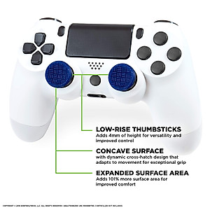 KontrolFreek Omni for Playstation 4 (PS4) and Playstation 5 (PS5) | Performance Thumbsticks | 2 Low-Rise Concave | Blue