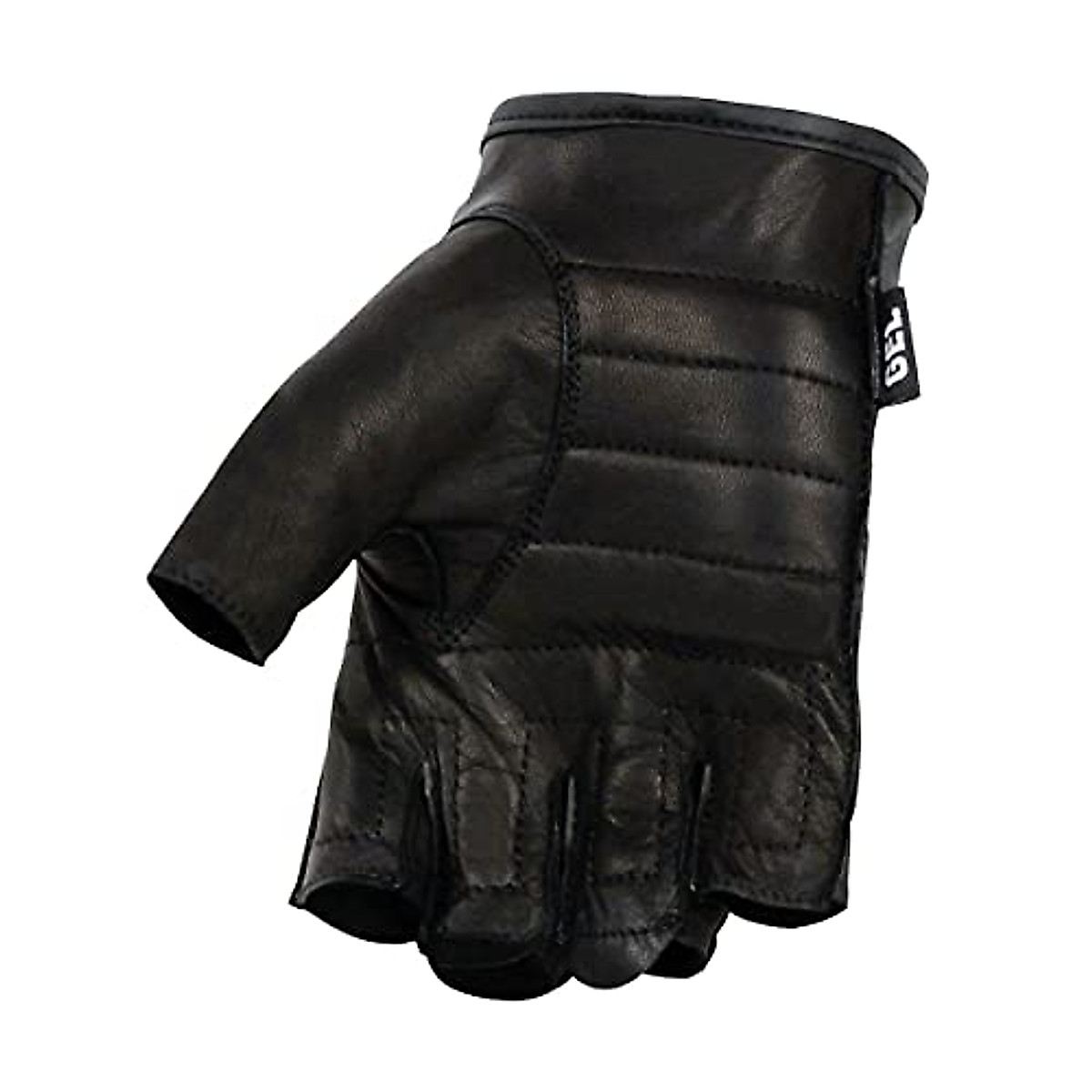 Milwaukee Leather SH195 Men's Black Leather Perforated Gel Padded Palm Fingerless Motorcycle Hand Gloves W/ ‘Open Knuckle’ - XX-Large