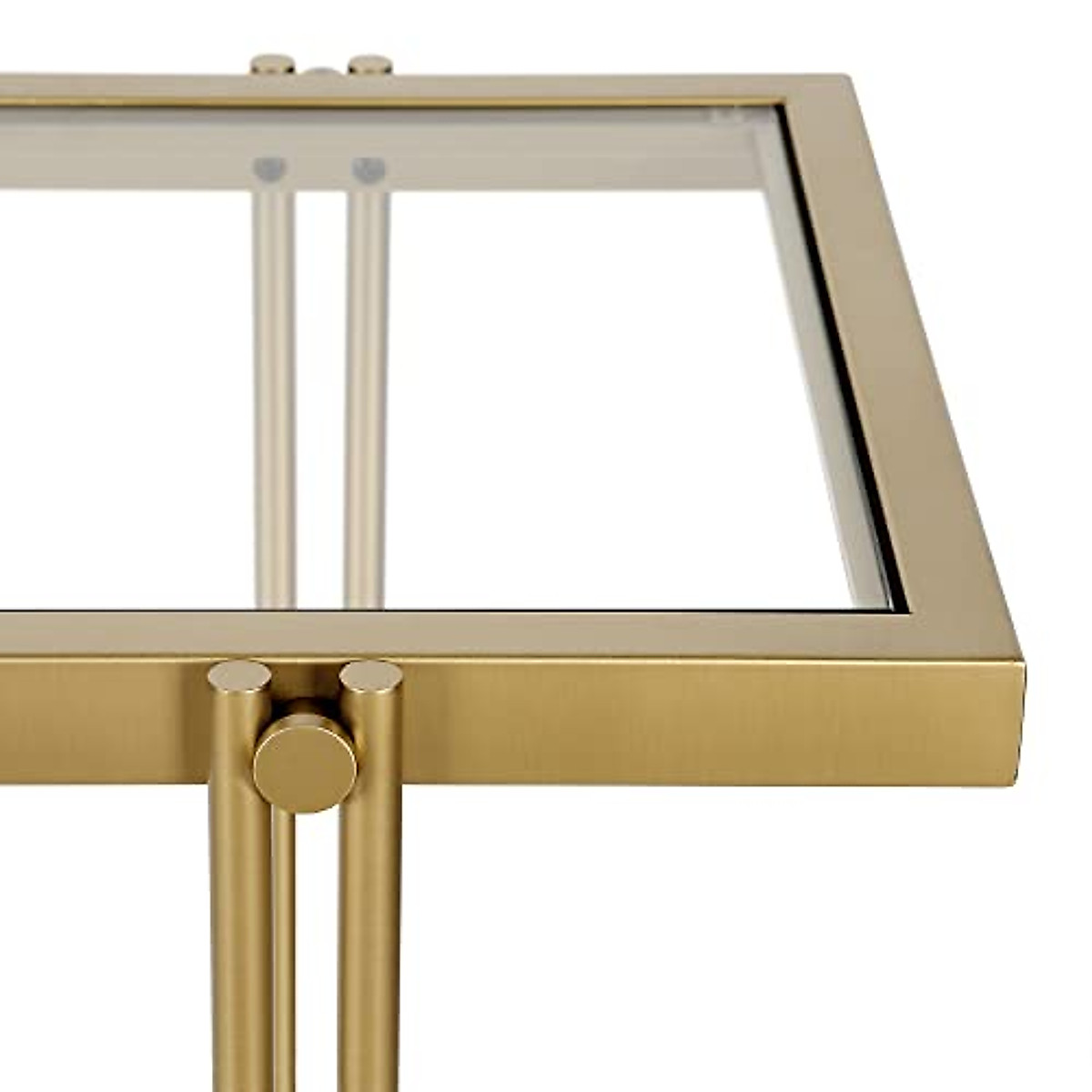 Henn&Hart 45" Wide Rectangular Coffee Table in Brass, Modern coffee tables for living room, studio apartment essentials