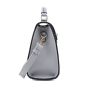 EVVE Women's Top Handle Satchel with Detachable Strap Small Pebbled Leather Crossbody Bag_DUSTY BLUE