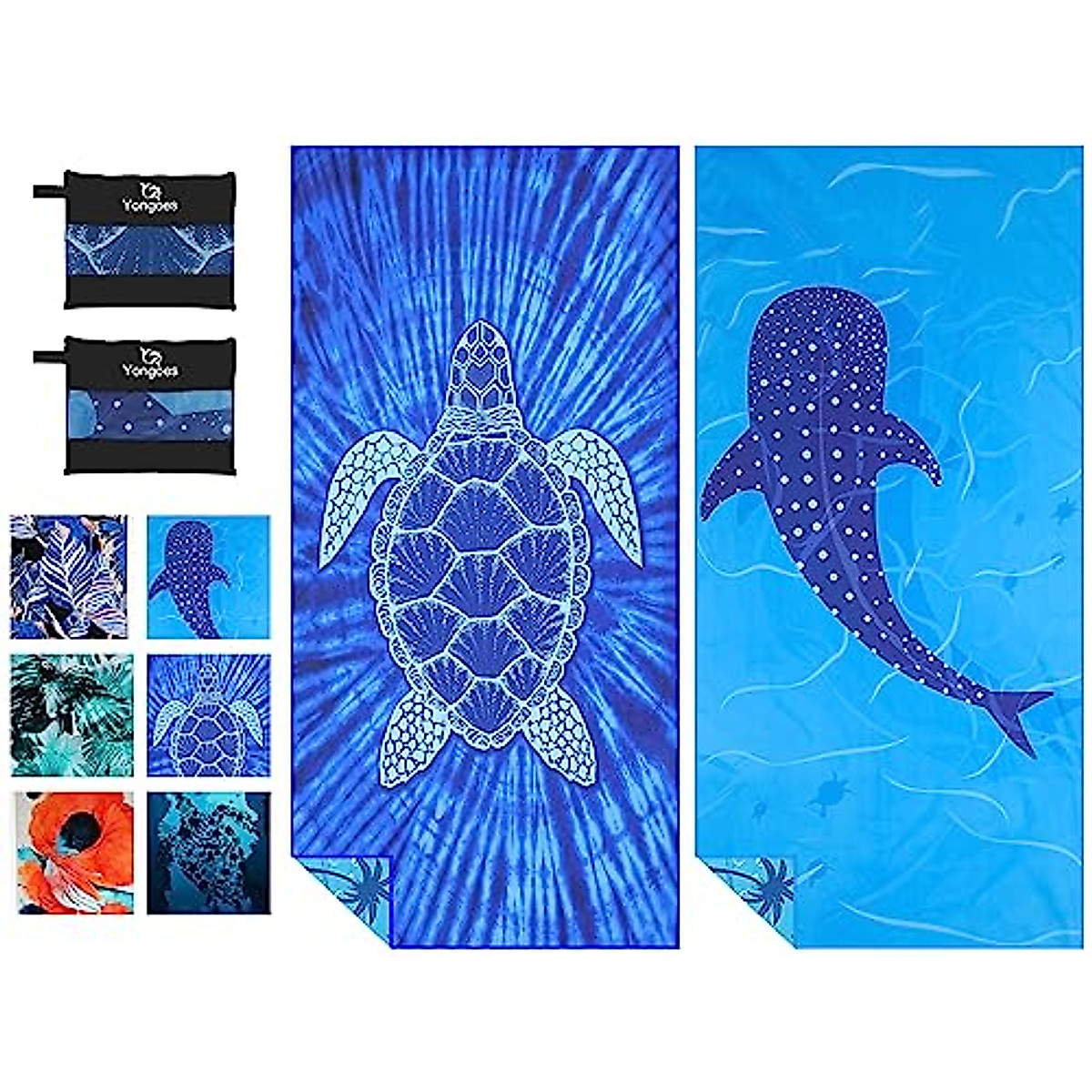 2 Pack Microfiber Lightweight Thin Beach Towel Sand Free Quick Dry Super Absorbent Compact Oversized Large Towels for Swimming Pool Yoga Gym Travel Vacation Beach Accessories Essentials for Adults
