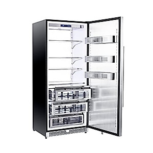 Forno Cologne Column 30" Inch Upright Refrigerator with 14.6 Cu.Ft. Total Capacity - Stainless Steel Freestanding No Frost Counter Depth Fridge with Pro-Style Handle and LED Display