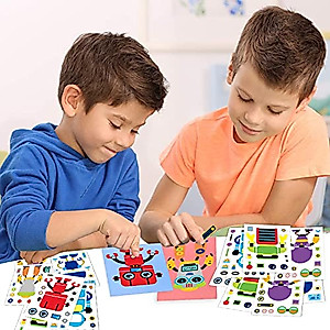 ArtCreativity Make Your Own Robot Character Sticker Assortment, Set of 24 Sheets, Unique Arts ‘n Crafts Activity Supplies Kit for Kids, Sticker Prize, Fun Birthday Party Favor, Goodie Bag Filler