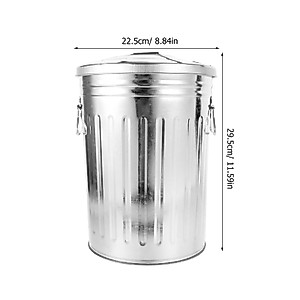Kichvoe Galvanized Trash Can Metal Round Trash Can with Lid 8L Wastebasket Garbage Container Bin Garbage Can Recycle Bin for Bathroom Powder Room Bedroom Kitchen