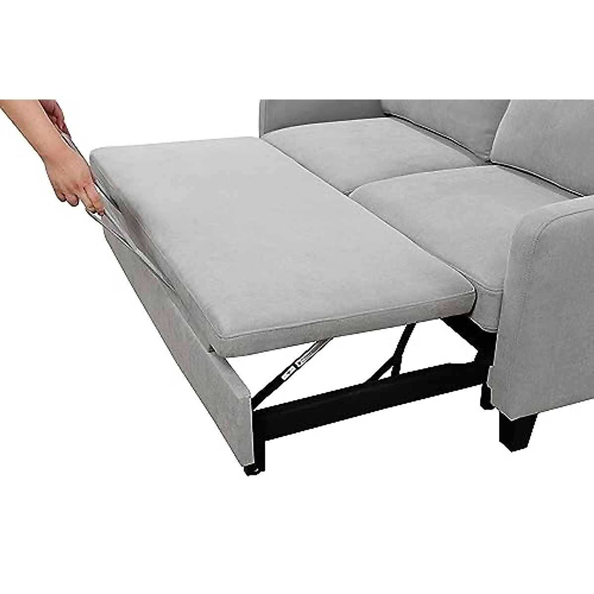 3-in-1 Upholstered Futon Sofa Loveseat Convertible Sleeper Couch Bed ,2-Seaters Sofa & Couch Soft Cushions Love Seat Daybed for Small Space Living Room Napping,Light Gray Queen Size with 2 Pillows