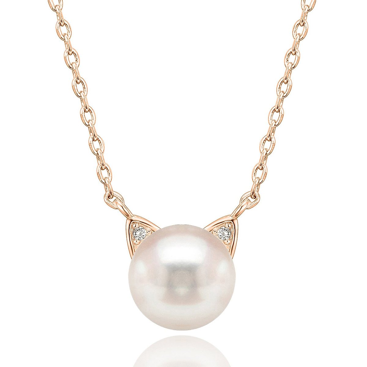 PAVOI Handpicked AAA+ Cat Ear Freshwater Cultured Pearl Necklace Pendant - Rose