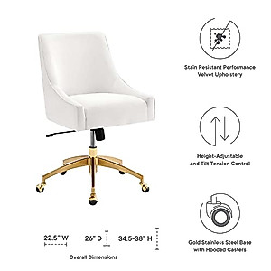 Modway Discern Performance Velvet Swivel Office Chair in White
