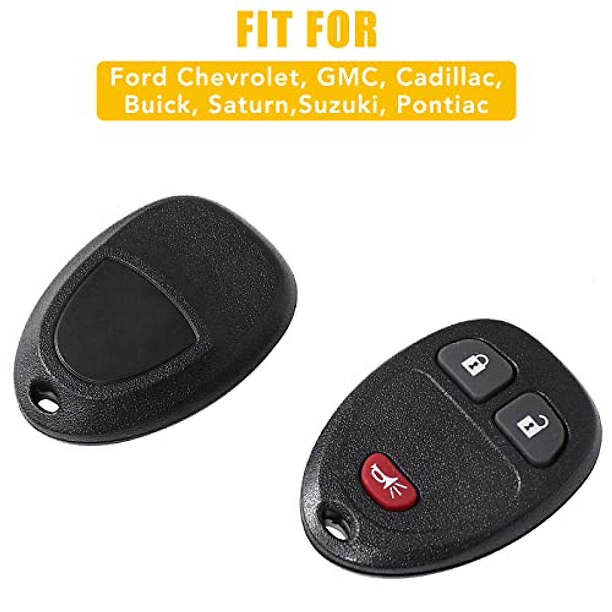 Key Fob Replacement Fits for 2007-2016 Chevy Silverado Suburban Tahoe Avalanche Equinox Express Traverse GMC Sierra Yukon Acadia Savana Cadillac Escalade Buick Enclave Saturn Vue Outlook, 3 Btn Set 2