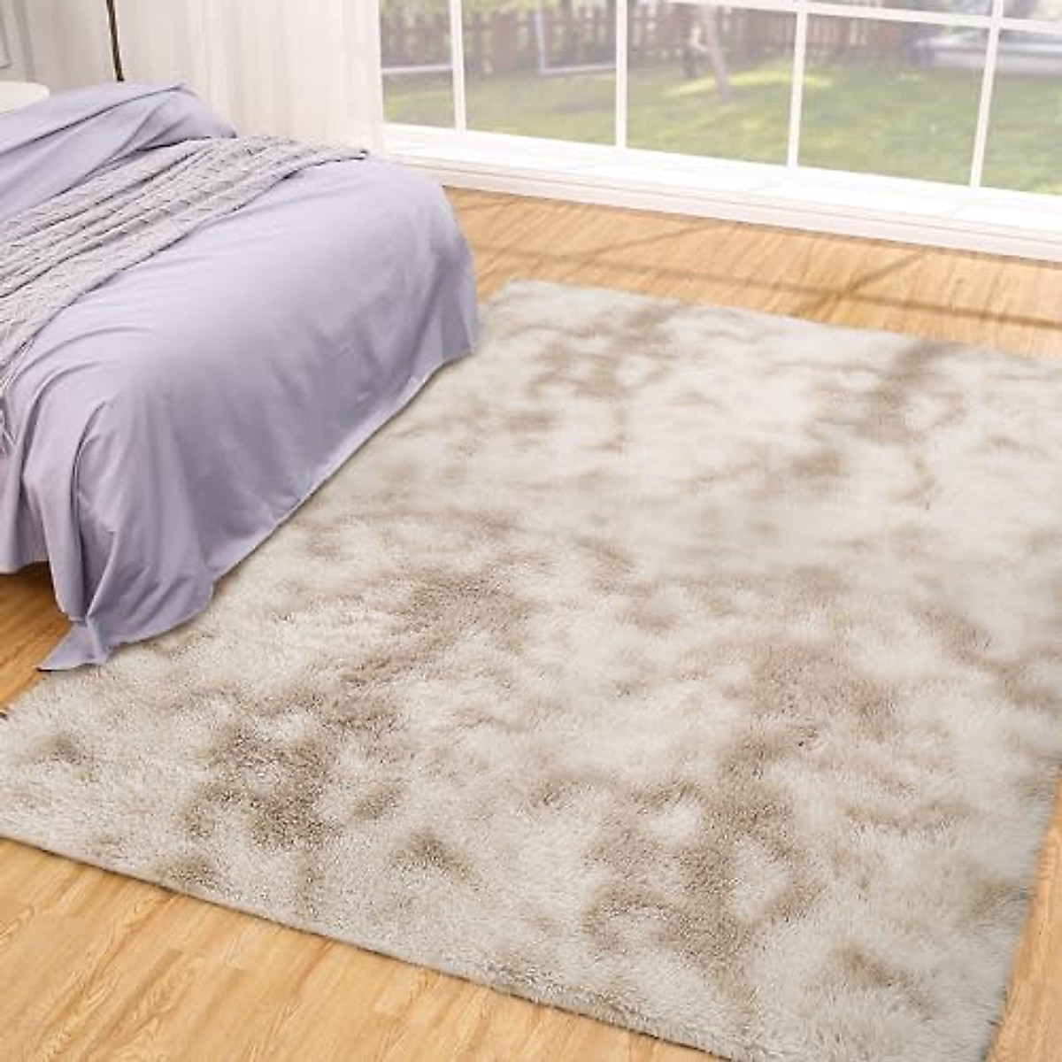 IMINROME Fluffy Rugs 8x10 Furry Area Rug for Living Room, Fuzzy Shag Fur Rug for Nursery Room Non-Skid Plush Throw Rug Shaggy Decorative Accent Rug for Indoor Home Floor Carpet, Beige Taupe