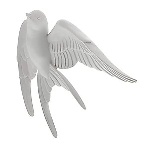 Metal White Sparrow Wall Decor: Large Flying Bird Wall Art Swallow Wall Mount Hanging Figurine 3D Aninal Sculptures for Garden Home Bedroom Living Room