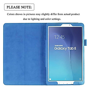 EKVINOR Galaxy Tab E 9.6 Case - Slim Leather Stand Folio Case Cover for Samsung Galaxy Tab E 9.6 Inch Tablet (Fit All Versions SM-T560 T561 T565 and SM-T567V) - Light Blue