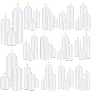 MTLEE Set of 60 White Pillar Candles Bulk 2 x 3, 2 x 5, 2 x 8 in Large Unscented Candle Tall Decorative Emergency Candles Big Cotton Wick Candle for Wedding Home Restaurant Spa Church Decoration