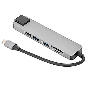 HUB Multifunction USB 3.0 Type‑C HDMI RJ45 Display Adapter Gray Compatible with OS X/Windows for Office and Entertainment
