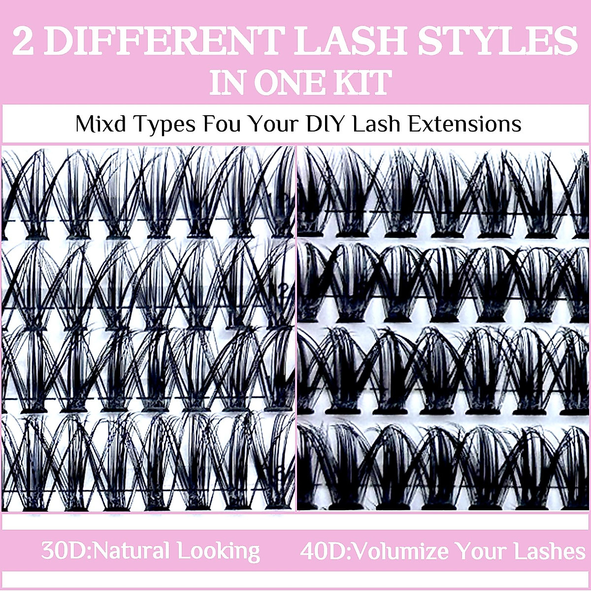 SLSXNL Fluffy Lash Clusters D Curl Individual Lashes 10-16MM 30D 40D Eyelash Clusters 240pcs Cluster Eyelash Extensions 10mm+12mm+14mm+16mm Mix 0.07mm Natural Wispy False Eyelashes